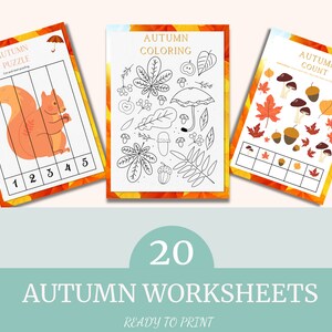 Autumn Preschool Activity Book: Counting & Coloring Pages (digital ...