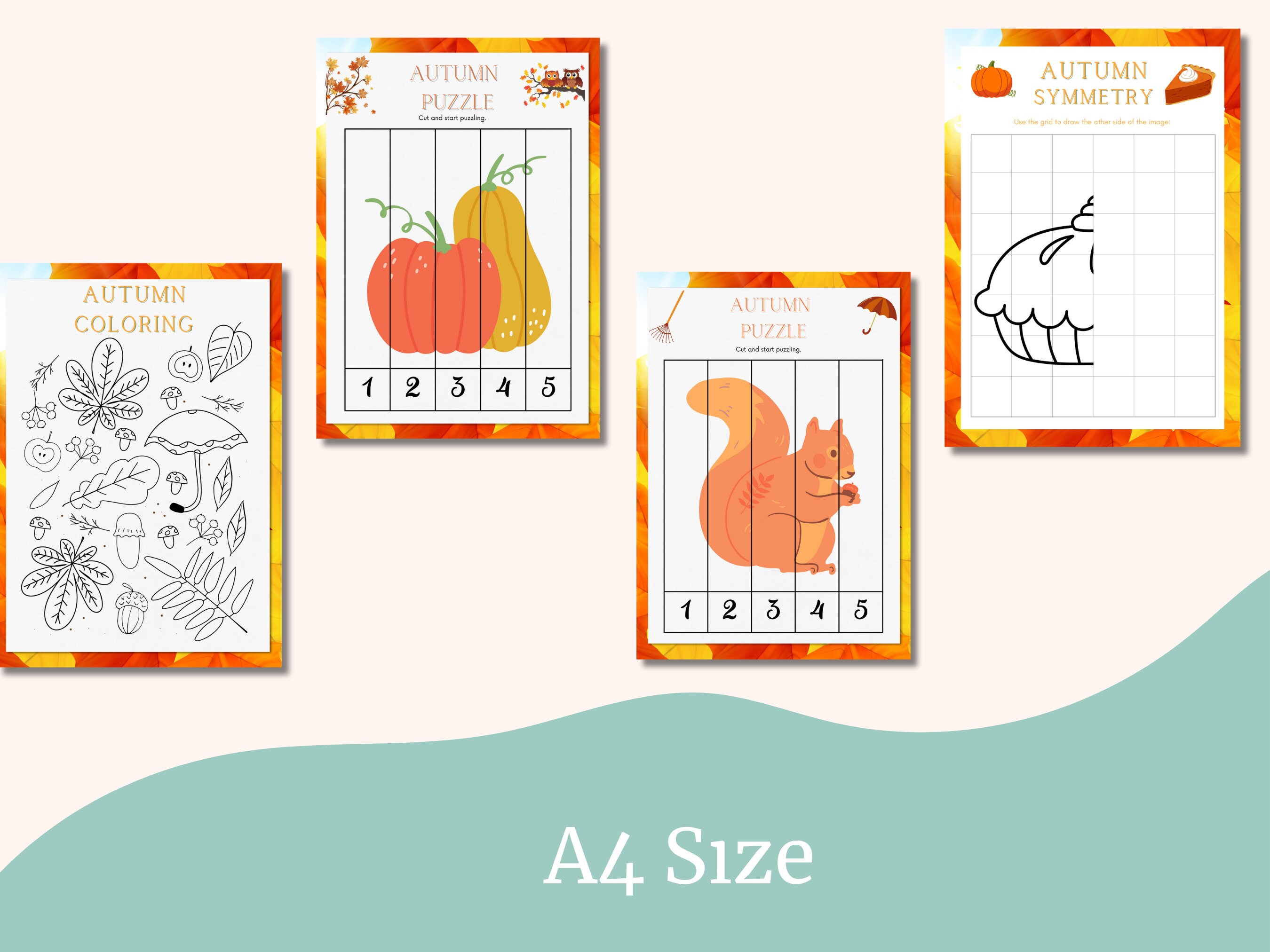 Autumn Preschool Activity Book: Counting & Coloring Pages (digital ...