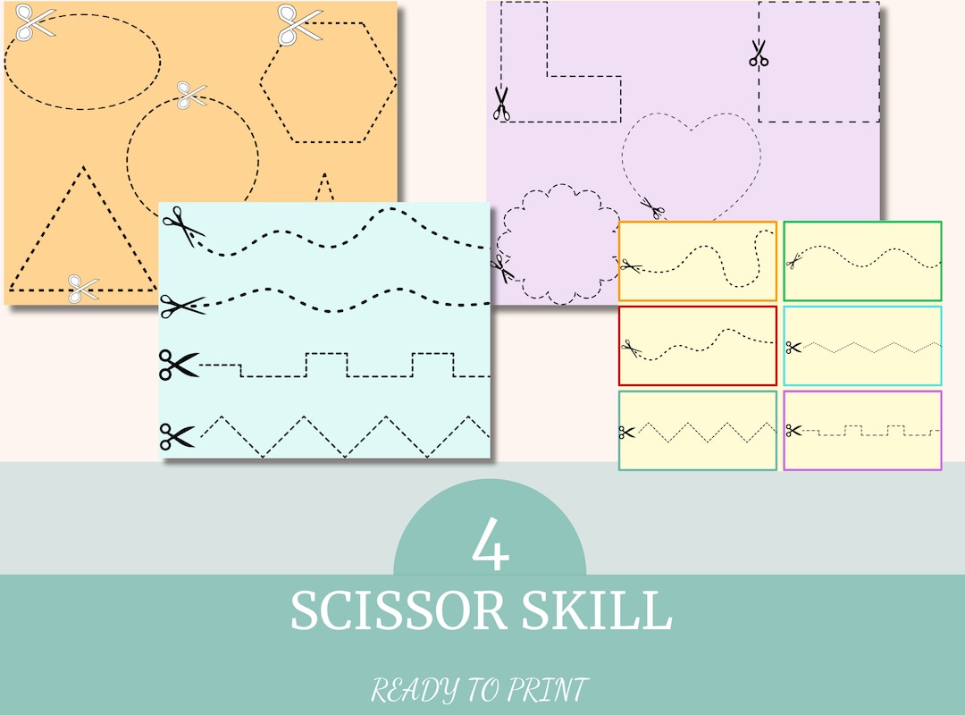 Scissor Skills Exercices, Printable Scissor Practice Sheets, Cutting ...