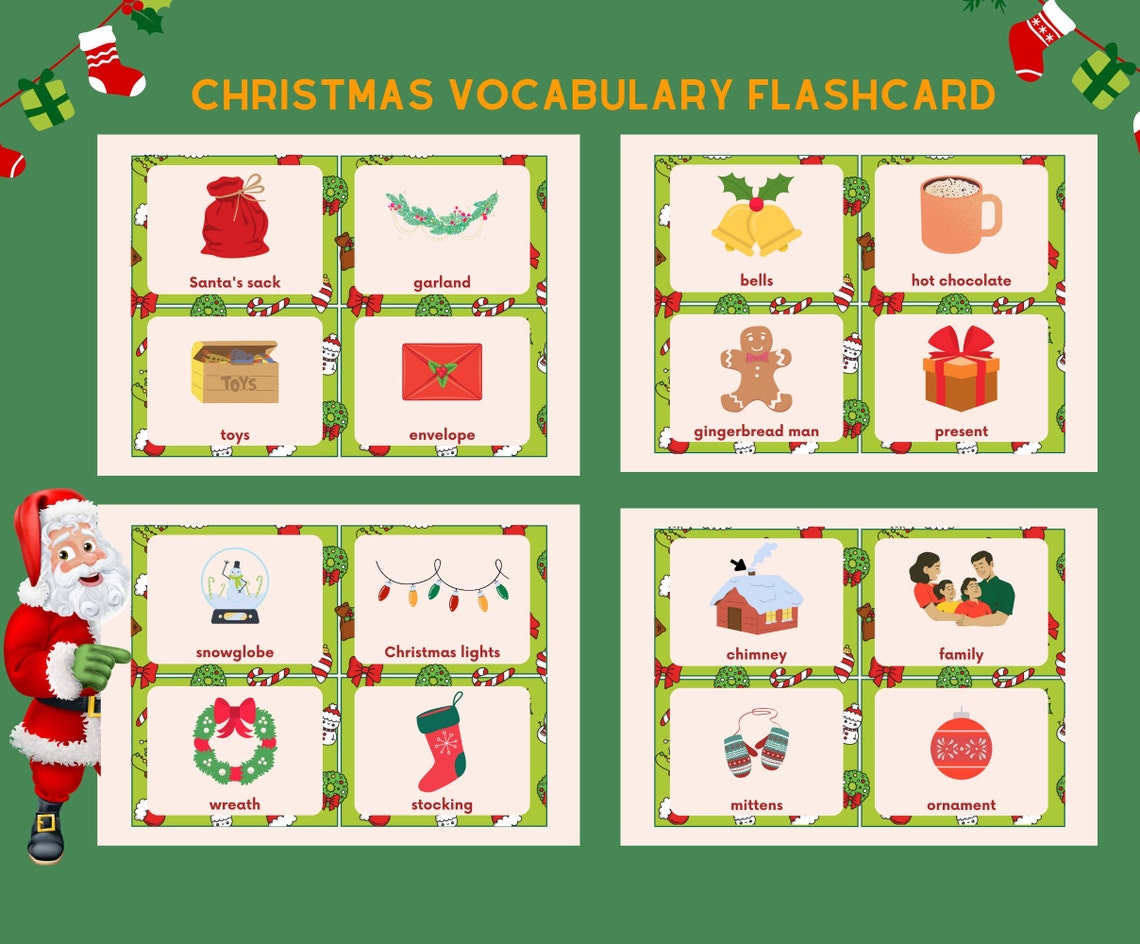 Christmas Vocabulary Flashcards: Speech Therapy Learning (digital ...