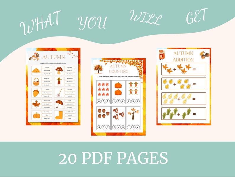 Autumn Preschool Activity Book: Counting & Coloring Pages (digital ...