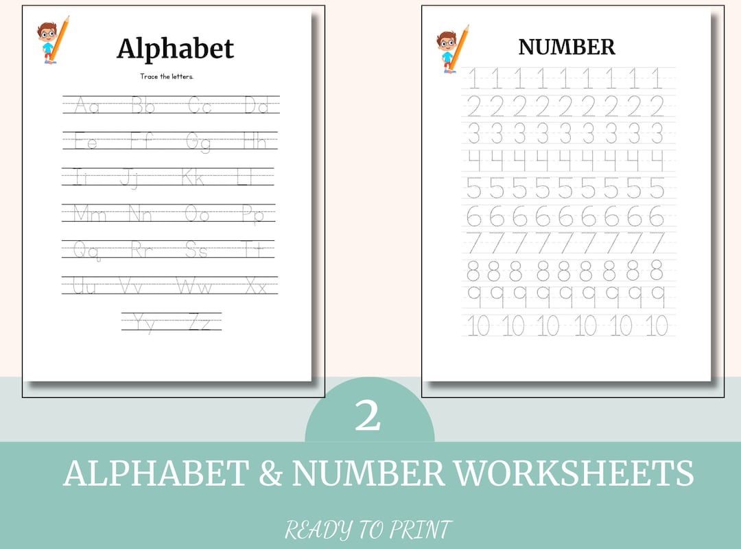 Alphabet Numbers Tracing Page, Handwriting Chart, Letter Tracing ...