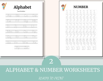 Alphabet Numbers Tracing Page, Handwriting Chart, Letter Tracing ...