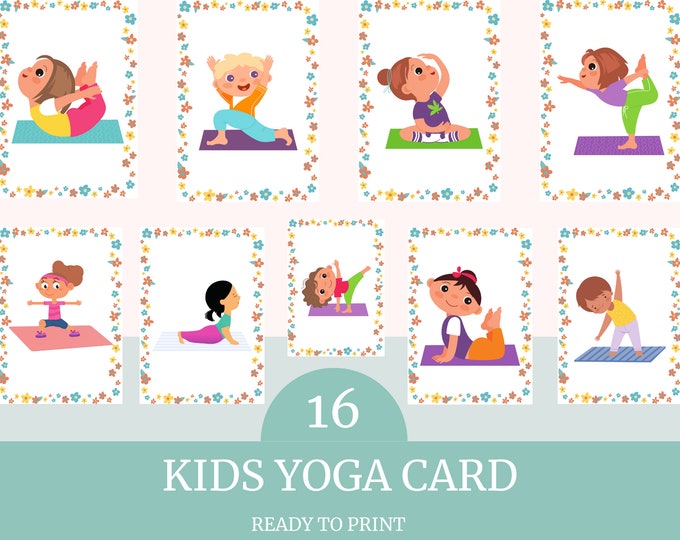Printable Kids Exercise Cards, Digital Active Kid Card Set, Set of 16 ...