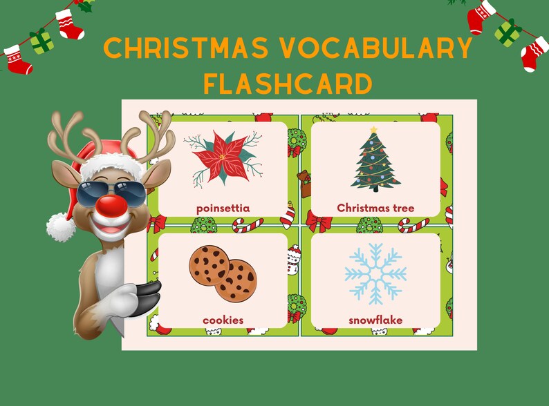 Christmas Vocabulary Flashcards: Speech Therapy Learning (digital ...