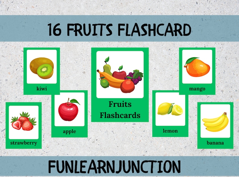 Fruits Flashcards: Montessori Educational Cards (printable PDF) - Etsy