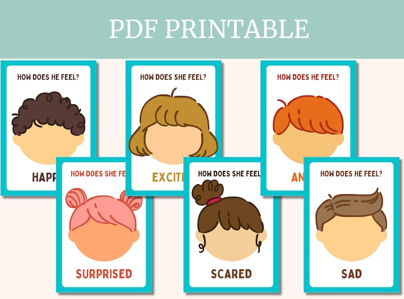 Emotion Flashcards: Montessori Learning Materials (digital Download) - Etsy