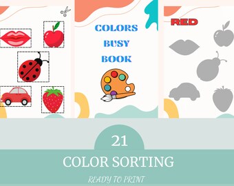 Color Sorting Game, Matching Colors, Toddler Busy Book Printable Color ...