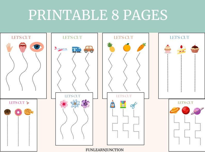 Scissor Skills Practice: Preschool Cutting Worksheets (digital PDF) - Etsy