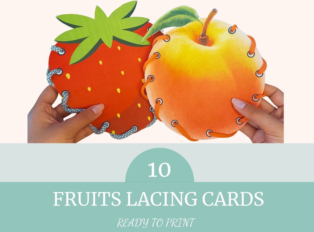 Fruit Lacing Cards: Montessori Fine Motor Tying Toy (PDF) - Etsy