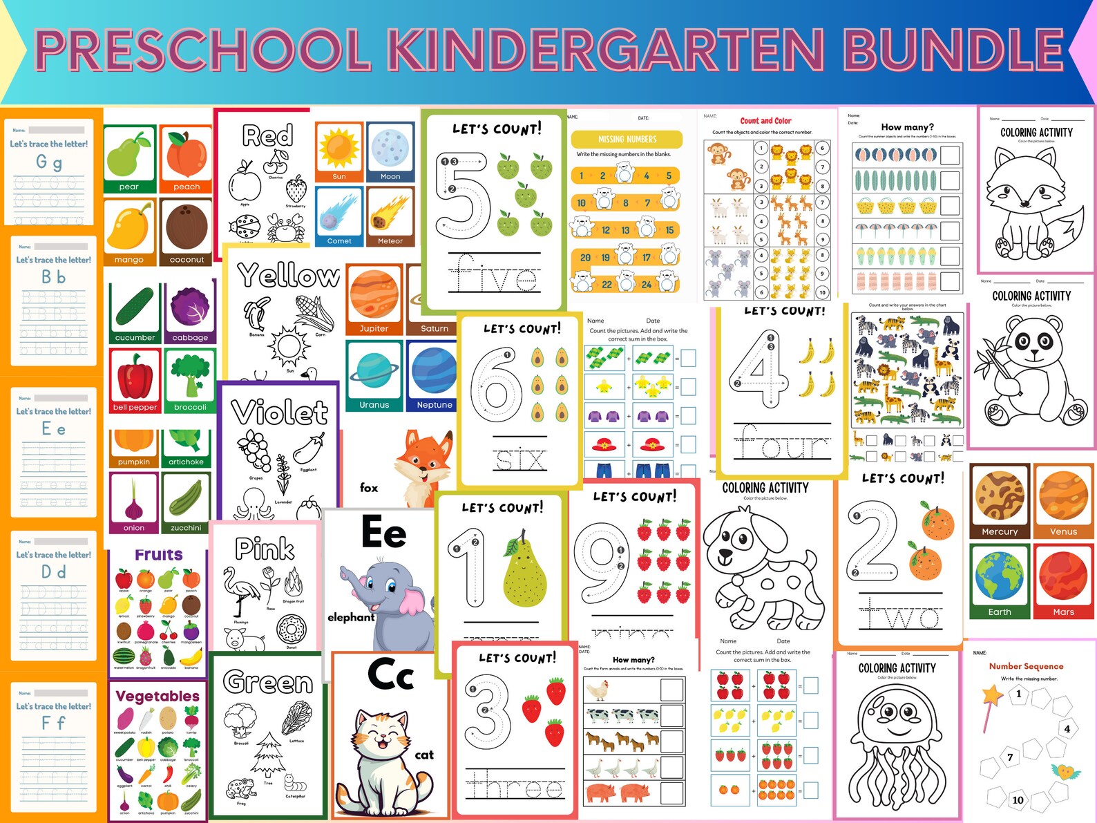 Alphabetpreschoolcurriculummathworksheetspreschoolworksheet - Etsy