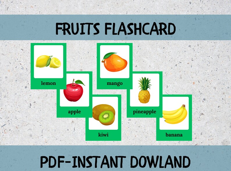 Fruits Flashcards: Montessori Educational Cards (printable PDF) - Etsy