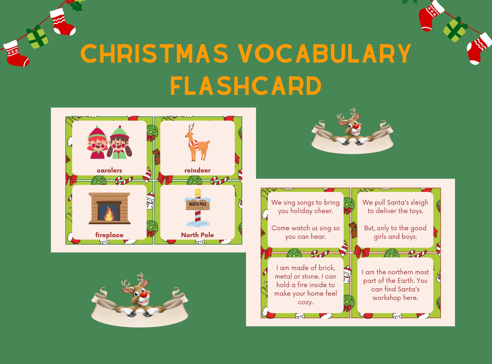 Christmas Vocabulary Flashcards: Speech Therapy Learning (digital ...