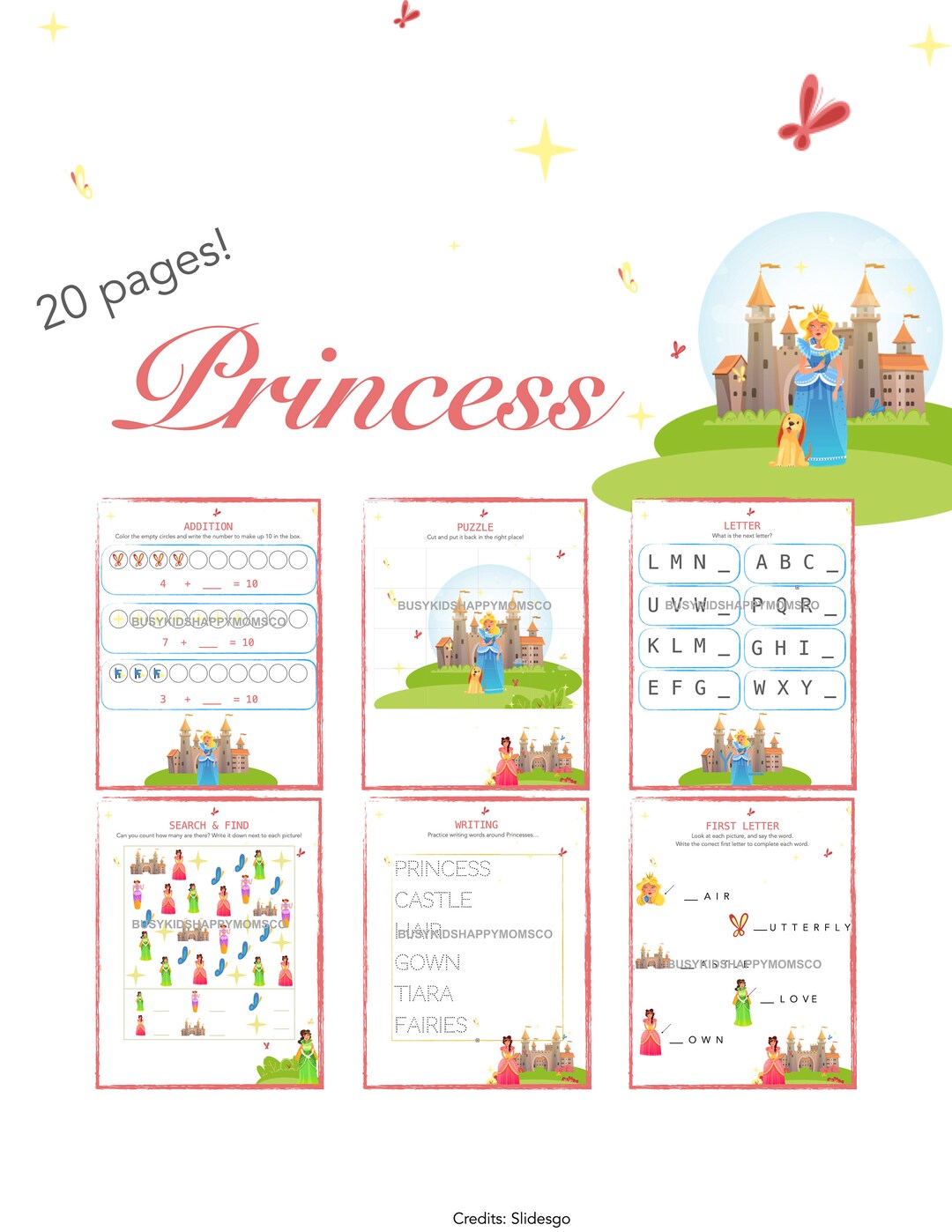20 Pages PRINCESS Activity Pack Printable Activity Bundle Pack / Party ...