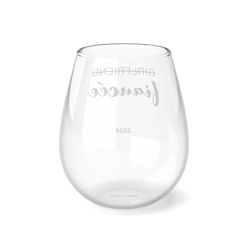 Fiancee Not Girlfriend Stemless Wine Glass, Newly Engaged Gift, Simple ...