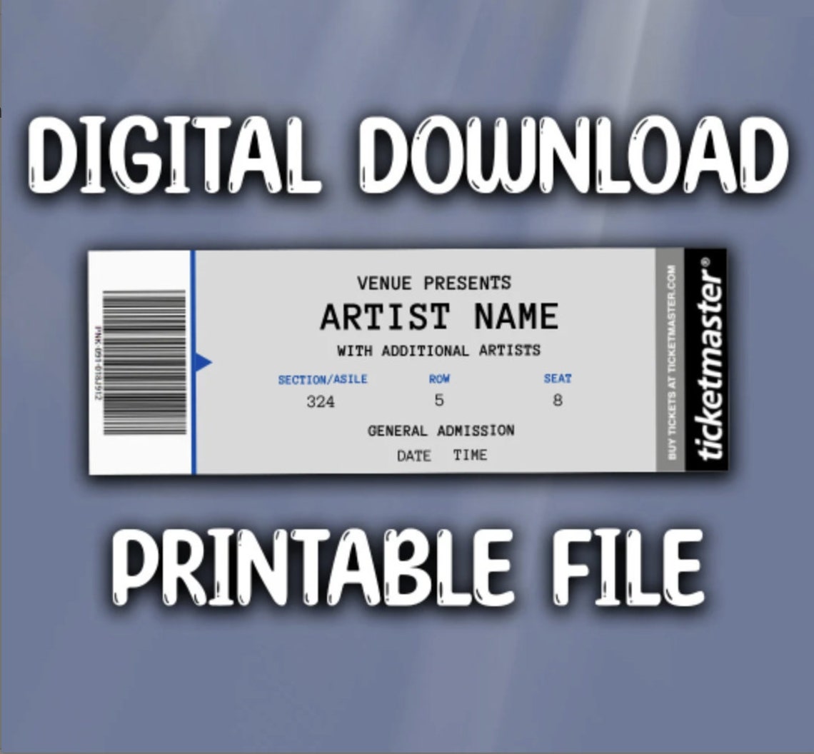 Concert Ticket Digital Download Template Fully Customizable for Print ...