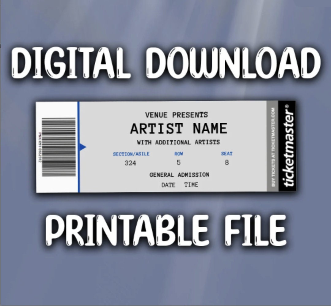 Concert Ticket Digital Download Template Fully Customizable for Print ...