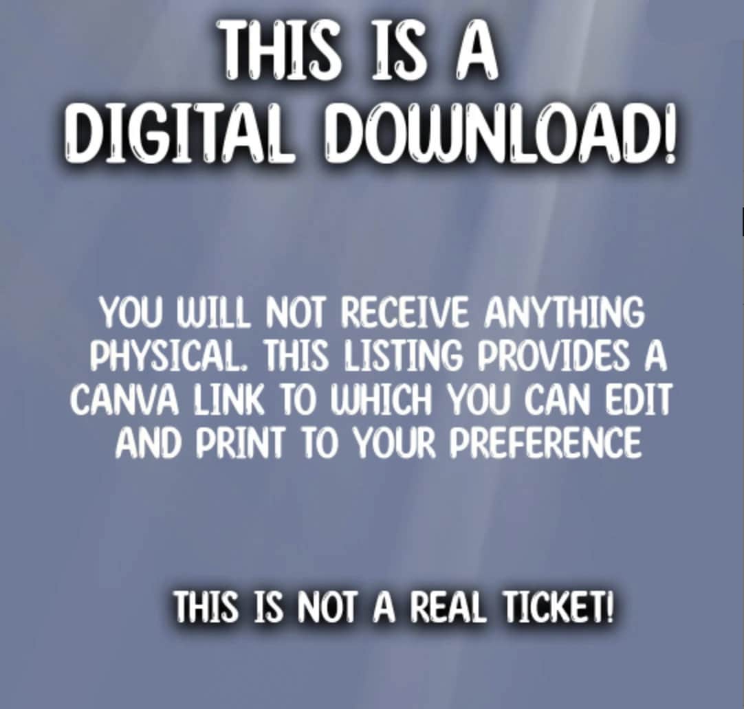 Concert Ticket Digital Download Template Fully Customizable for Print ...