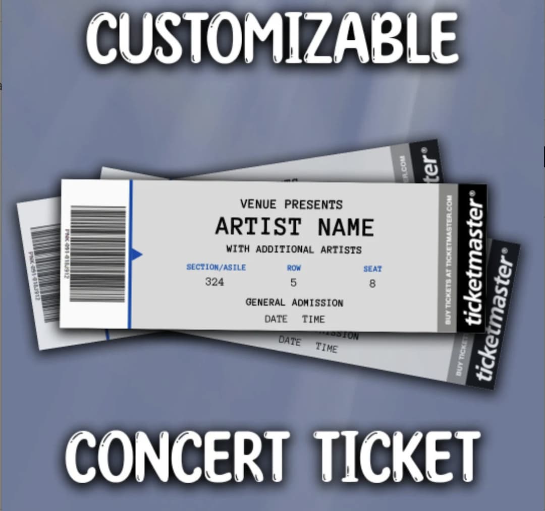 Concert Ticket Digital Download Template Fully Customizable for Print ...