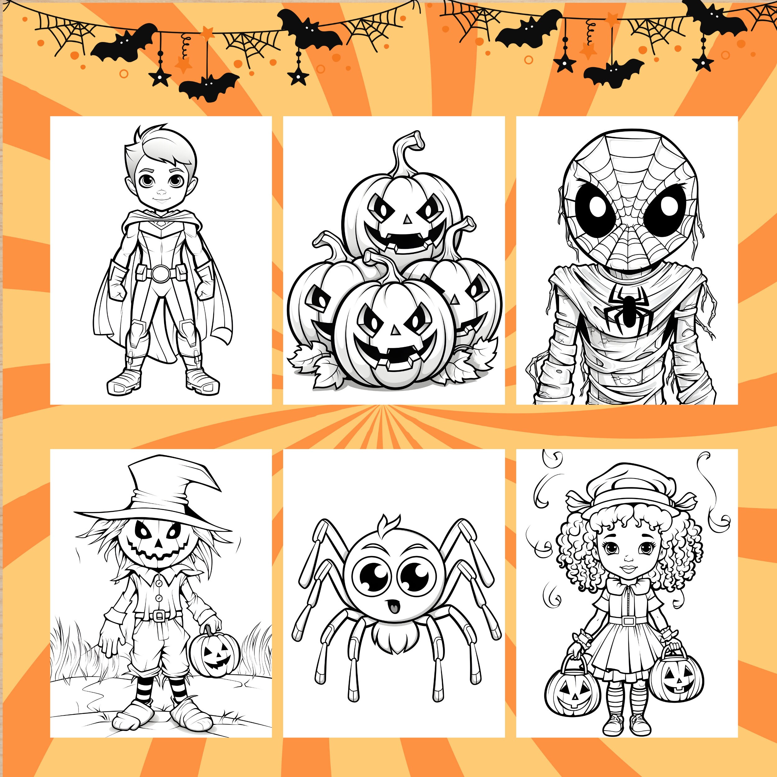 Halloween Coloring Pages for Kids. 60 Page Halloween Coloring Printable ...