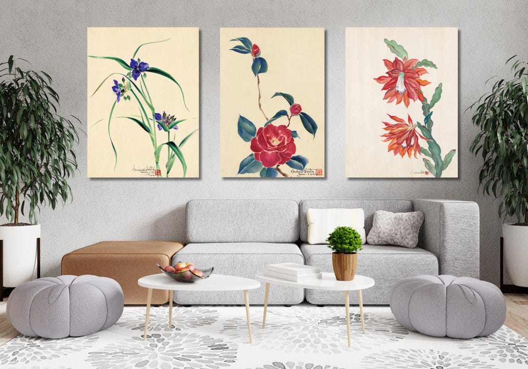 Set of 3 Chiura Obata Watercolor Flowers Archival Quality Art Print ...