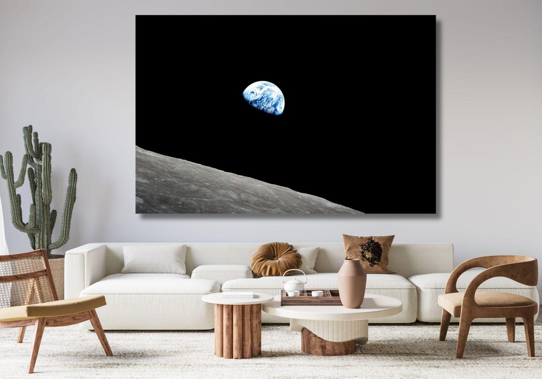 Earthrise Apollo 8 NASA Canvas Wall Art Print Earth From Moons Surface ...
