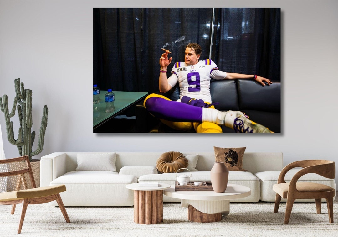 Joe Burrow Smoking Cigar Ready to Hang Canvas Wall Art , Joe Burrow ...