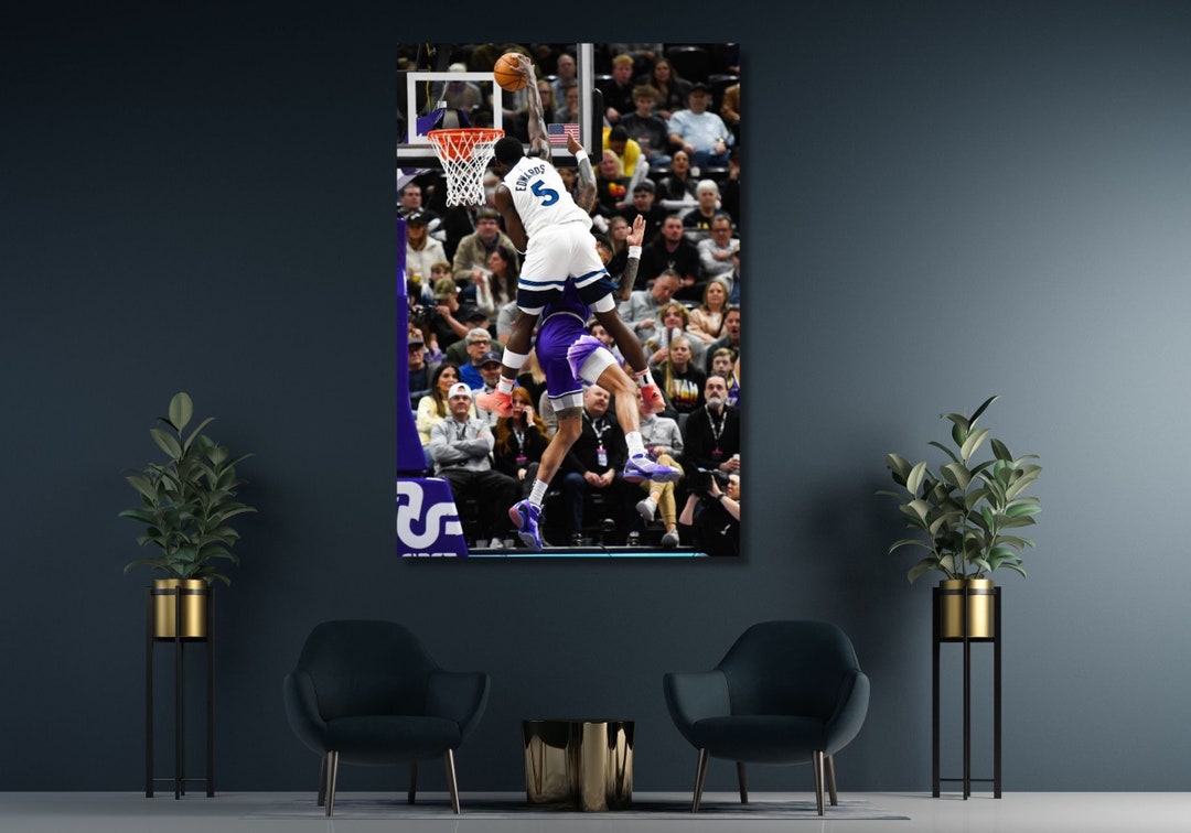 Anthony Edwards Dunk Minnesota Poster, Canvas Wrap, Basketball Framed ...