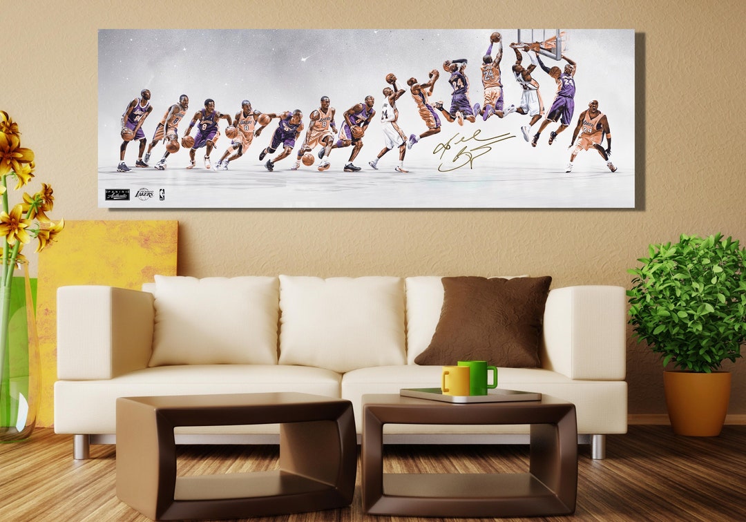 Kobe Bryant Timeline Ready to Hang Canvas Wall Art, Panoramic Painting ...