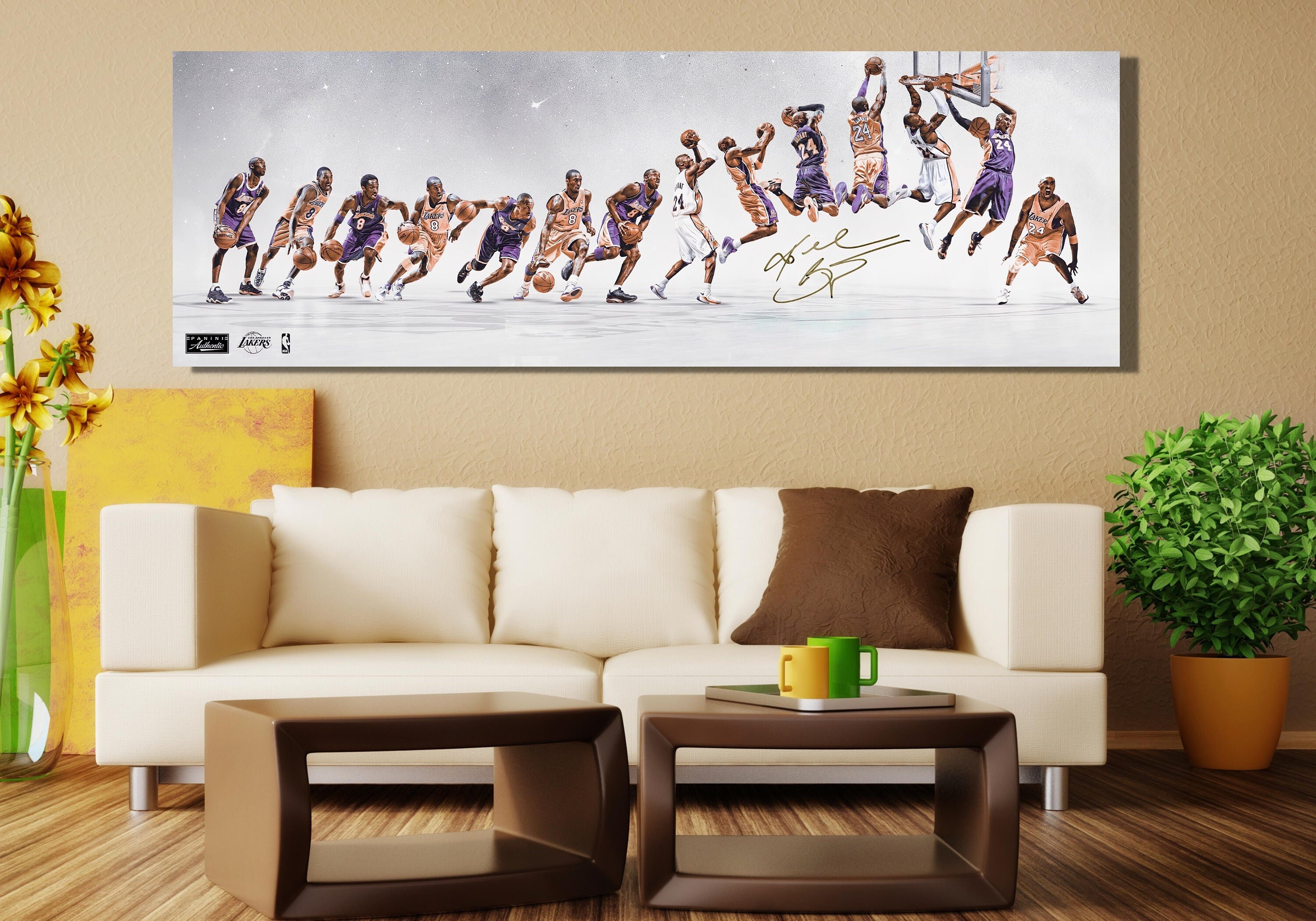 Kobe Bryant Timeline Ready to Hang Canvas Wall Art, Panoramic Painting ...