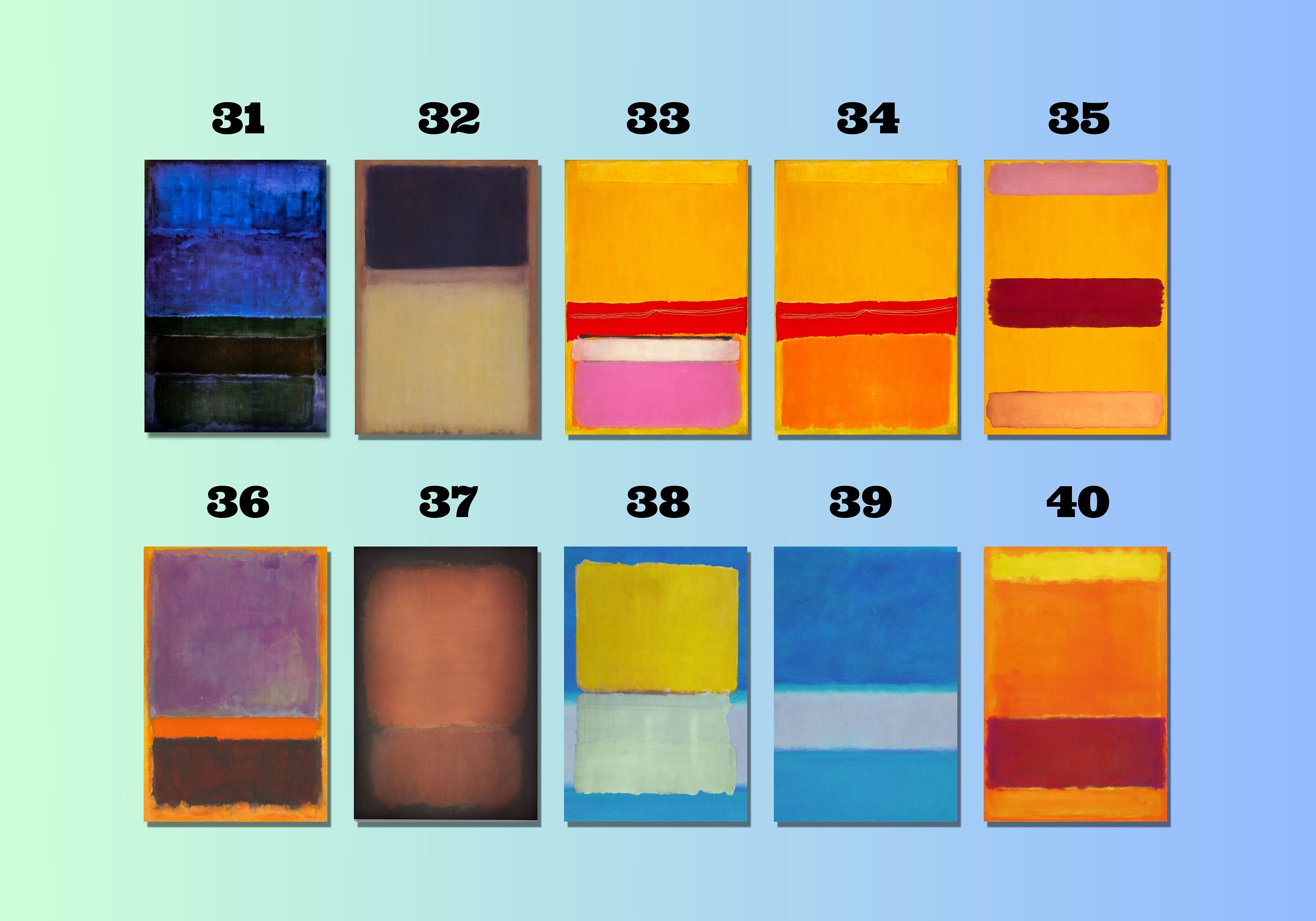 Set of 3 Create Your Mark Rothko Collection 50 Pcs,poster,mark Rothko ...
