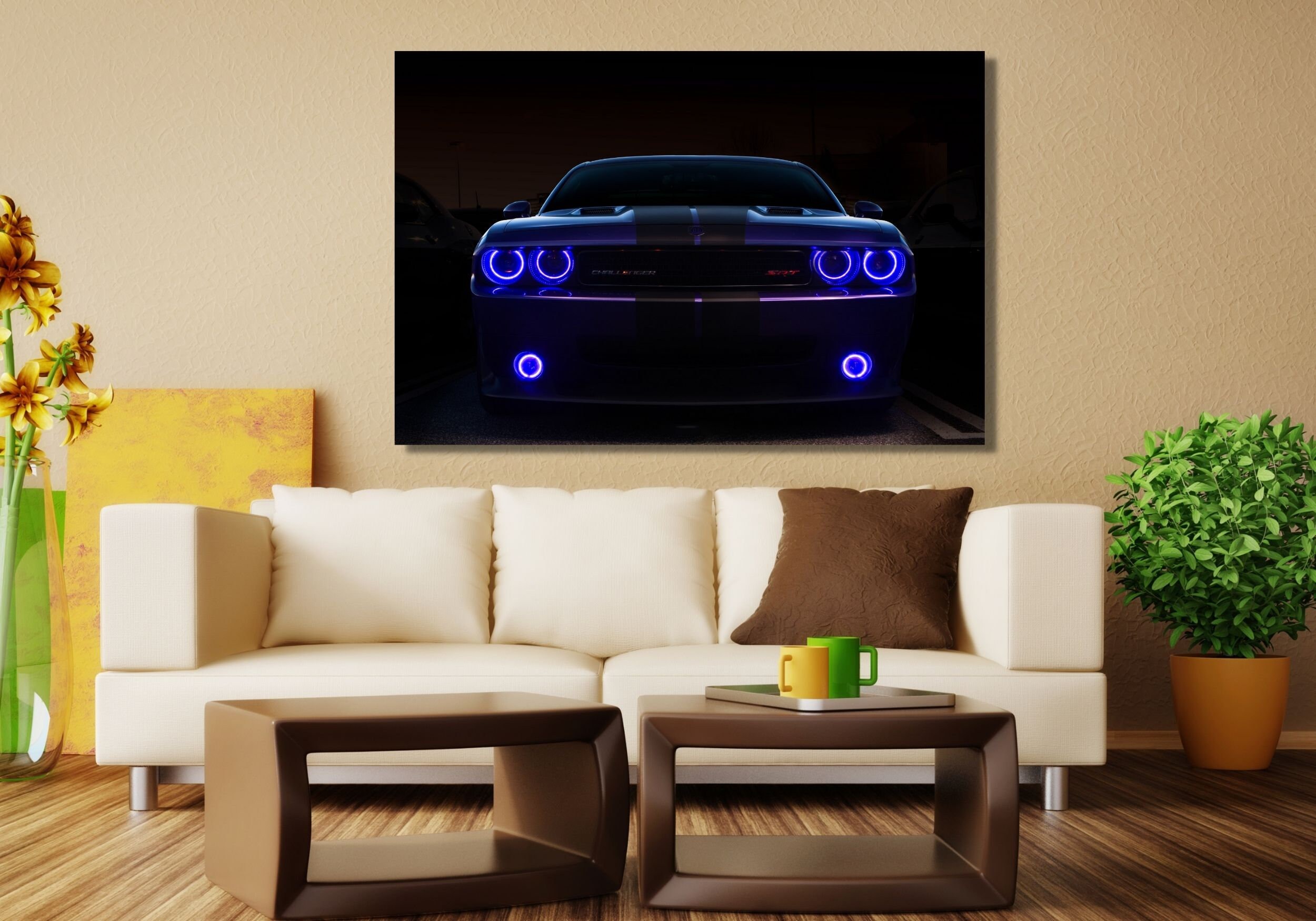 Dodge Challenger SRT Hellcat Ready to Hang Canvas Wall Art, Challenger ...