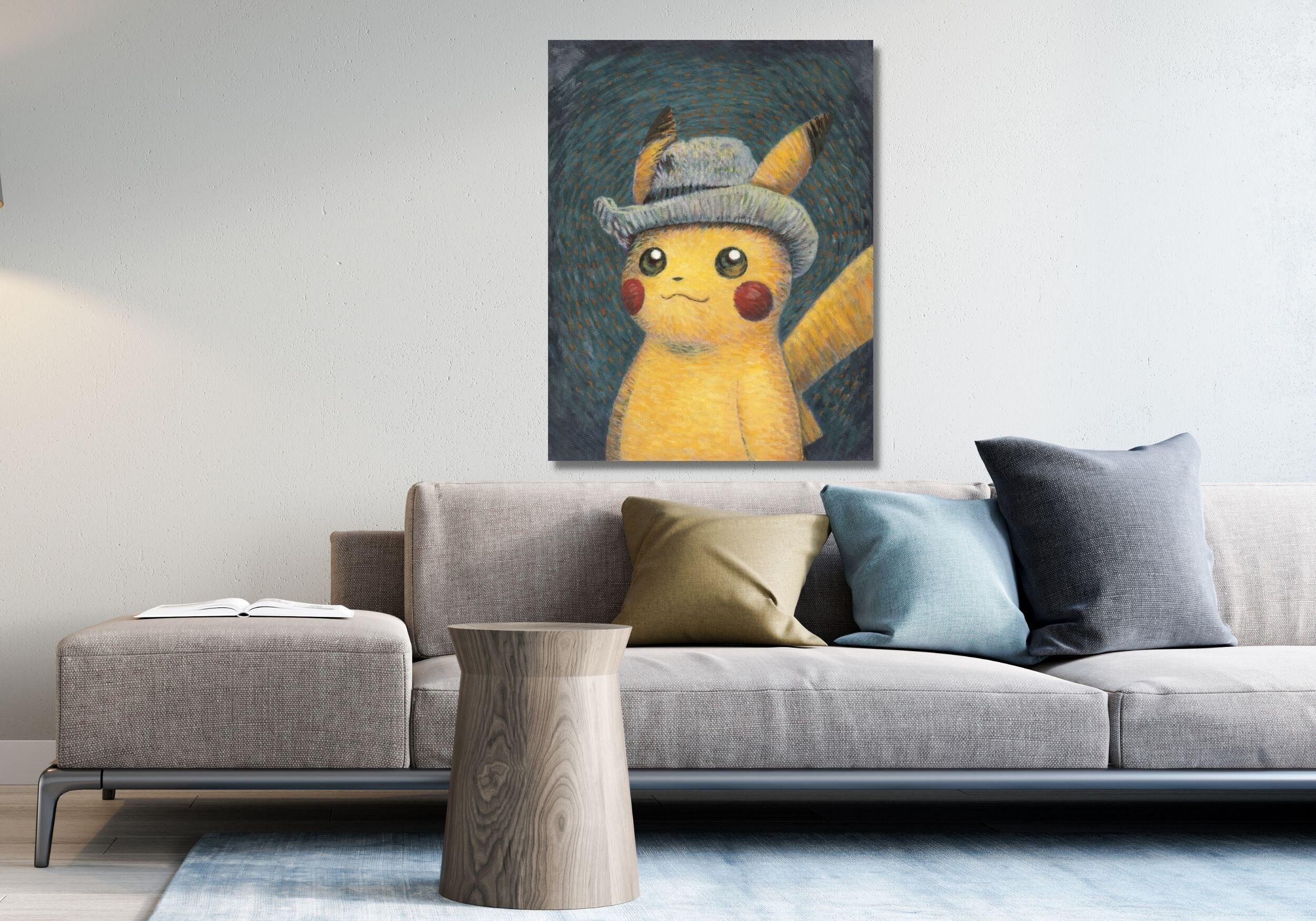 Pikachu Van Gogh Famous Artwork Reproduction Ready to Hang Canvas Wall ...