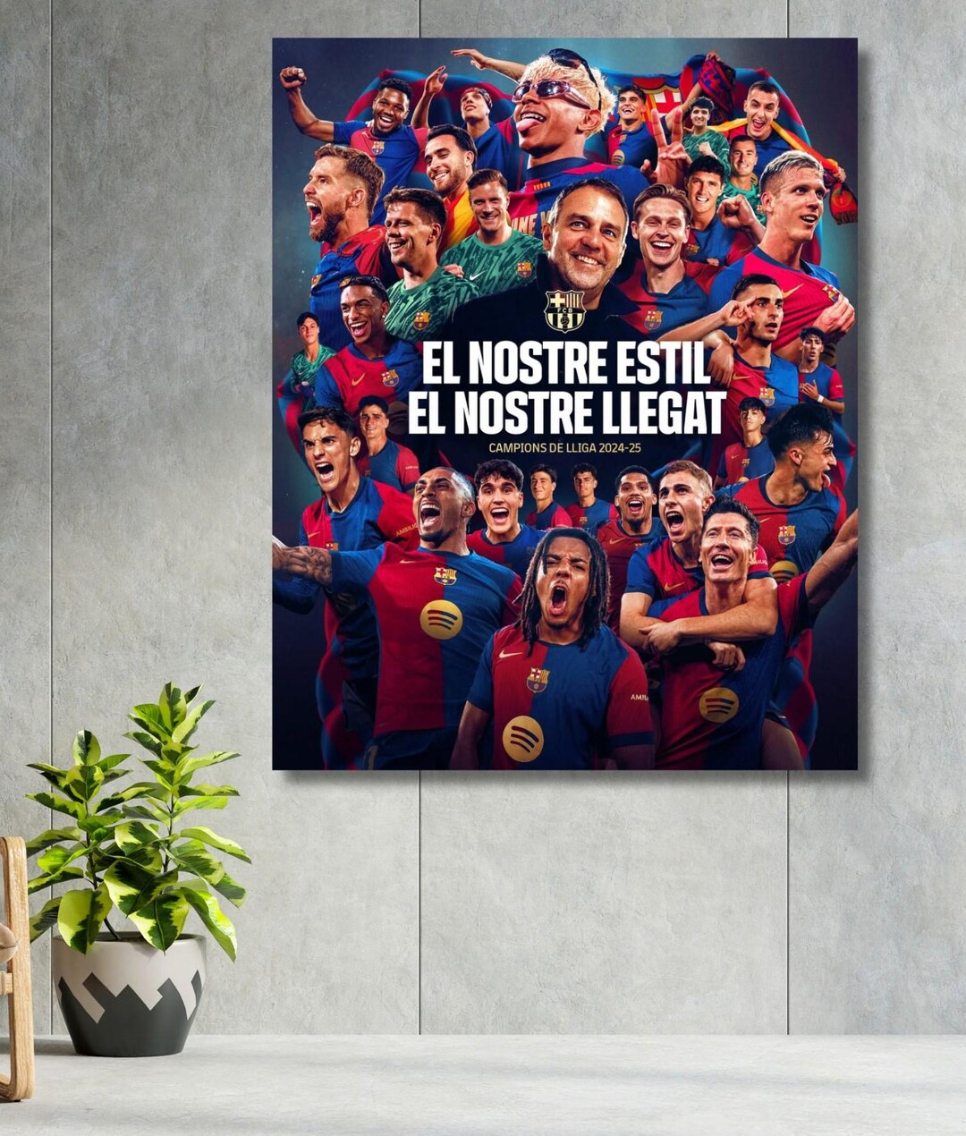 2025 LA Liga Champion FC Barcelona Ready to Hang Canvas Wall Art ...