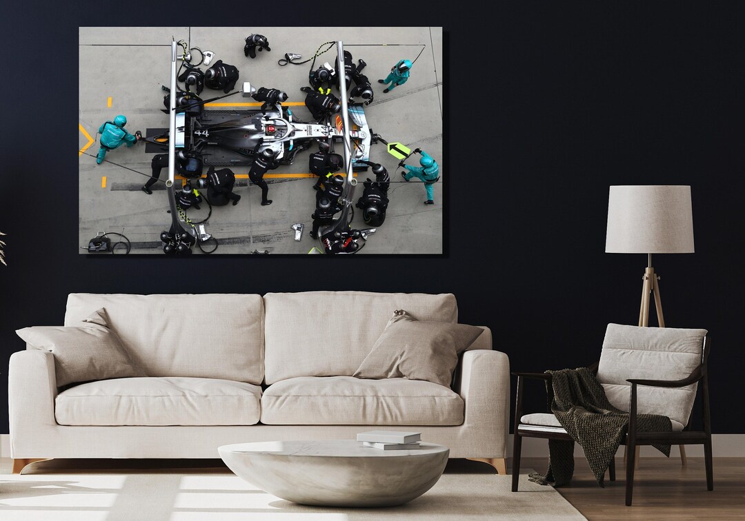 Lewis Hamilton Pit Stop Ready to Hang Canvas Wall Art Mercedes Car Race ...