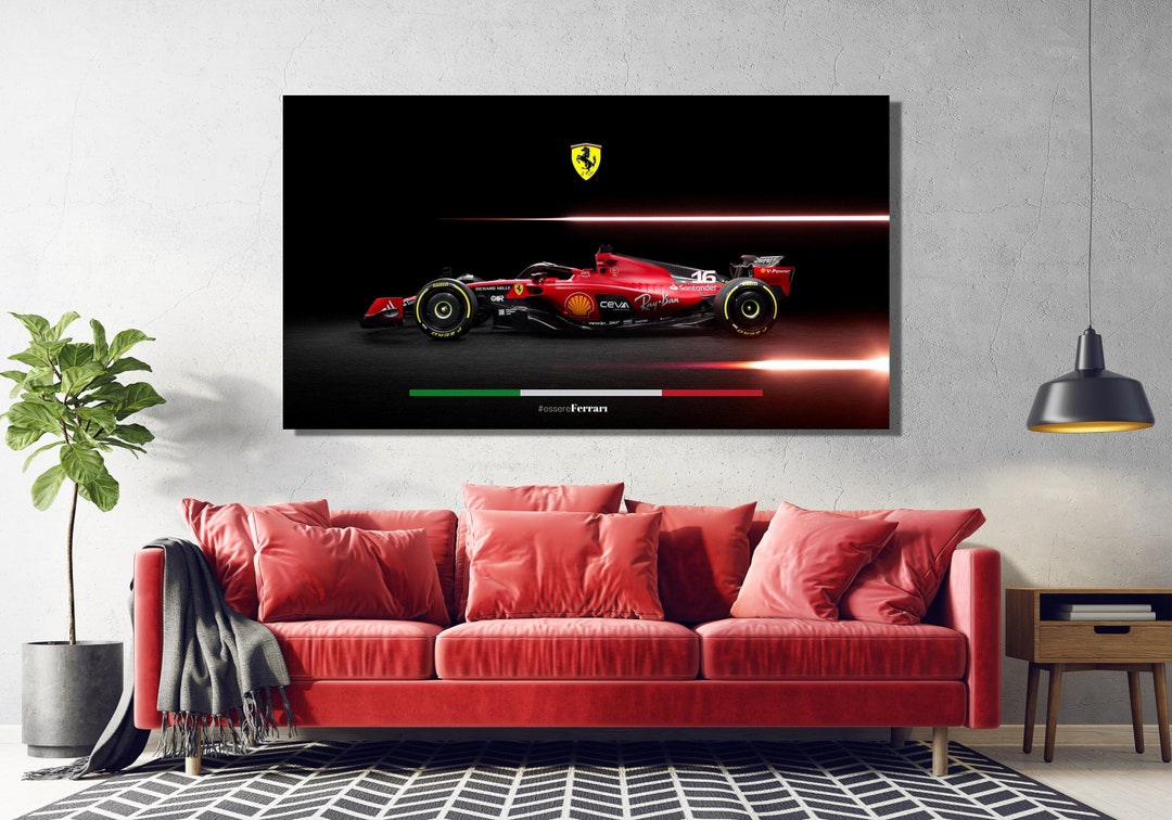 Ferrari Scuderia Racing Car Canvas Wall Art, Charles Leclerc, New ...