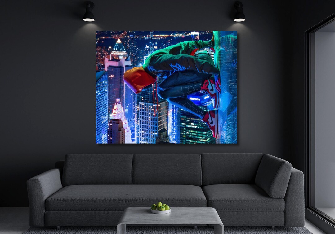 Miles Morales Spiderman Canvas Wall Art, Into the Spider-verse Wall ...