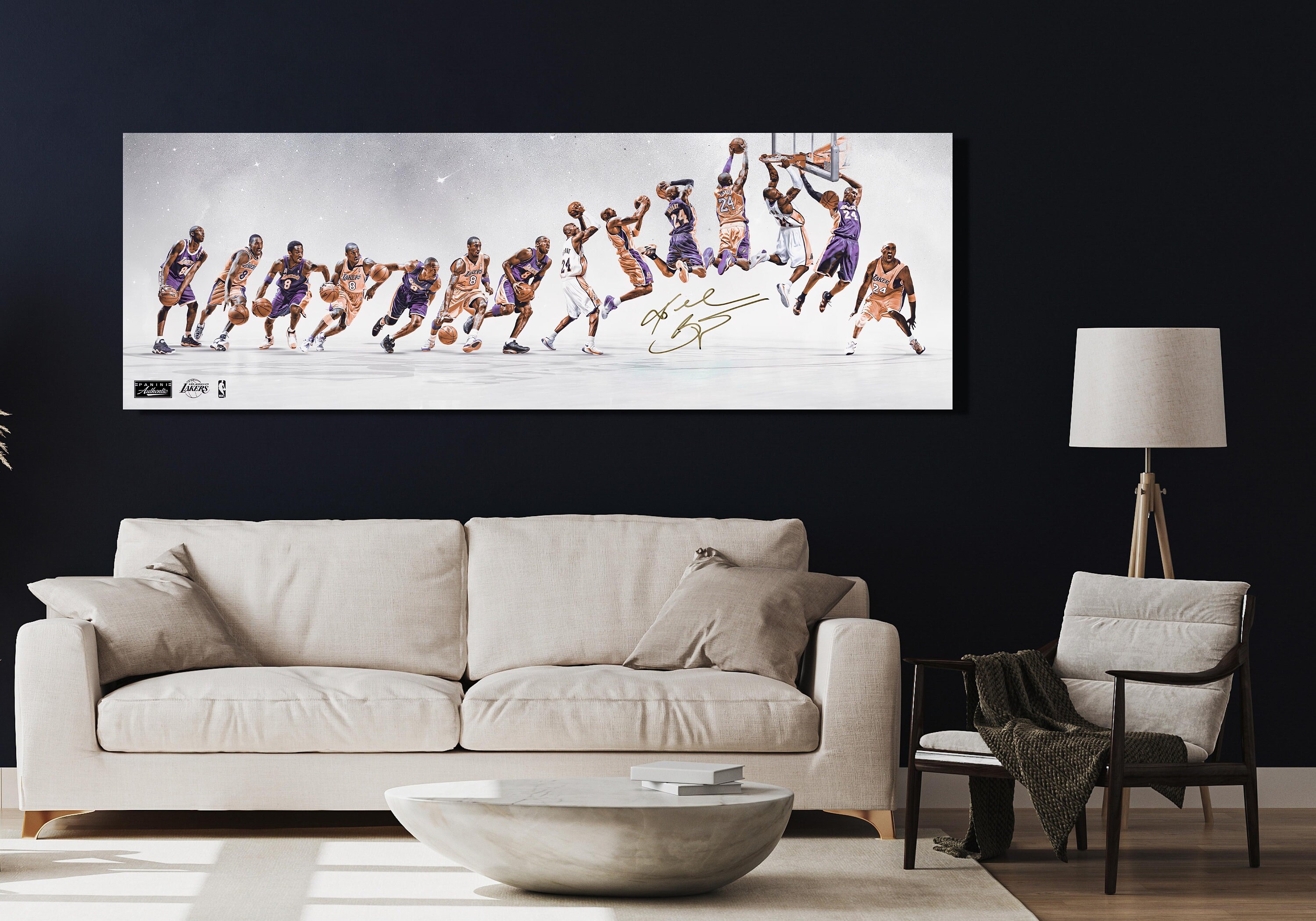 Kobe Bryant Timeline Ready to Hang Canvas Wall Art, Panoramic Painting ...