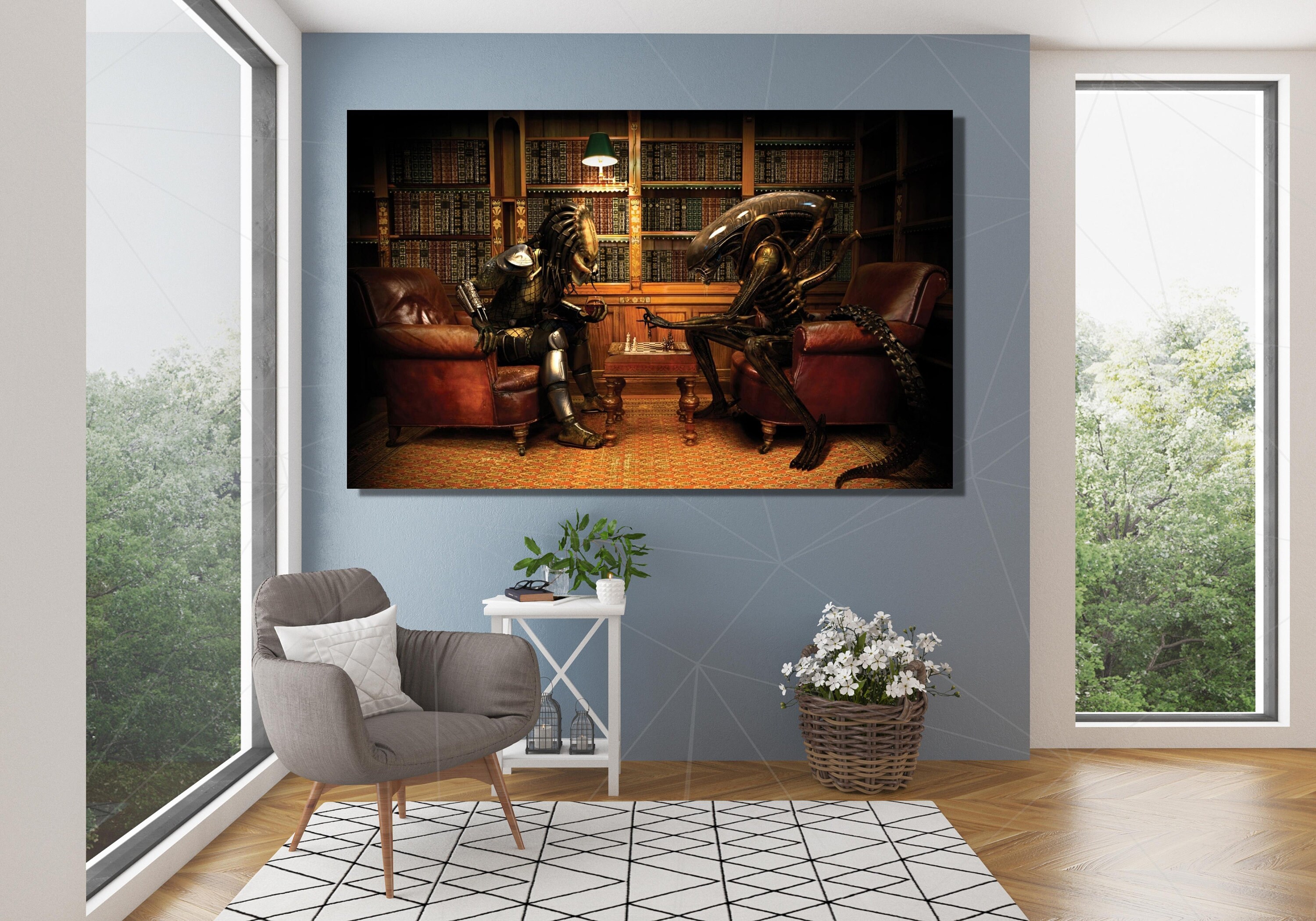 Alien Vs Predator Playing Chess Canvas Wall Art Home Decor - Etsy