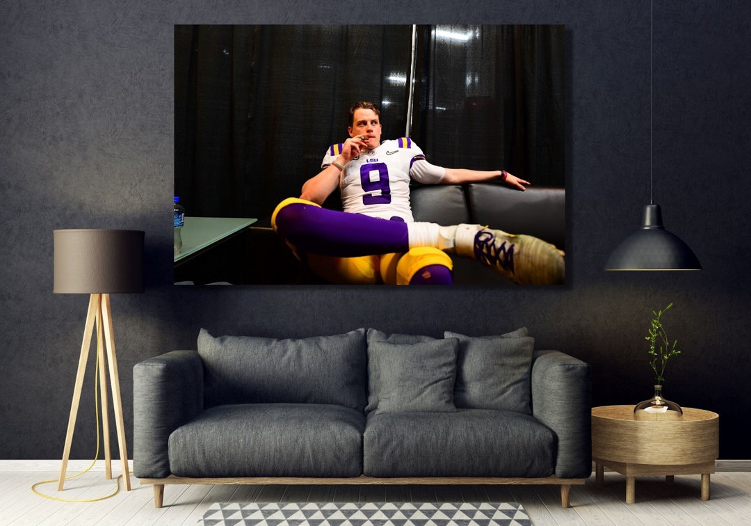 Joe Burrow Smoking Cigar Ready to Hang Canvas Wall Art , Joe Burrow ...
