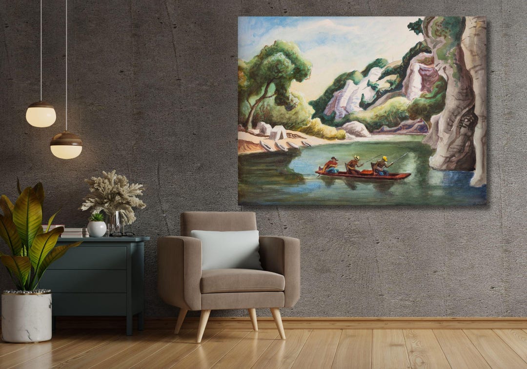 Jon Boat by Thomas Hart Benton Quality Print Canvas Wall Art,thomas ...