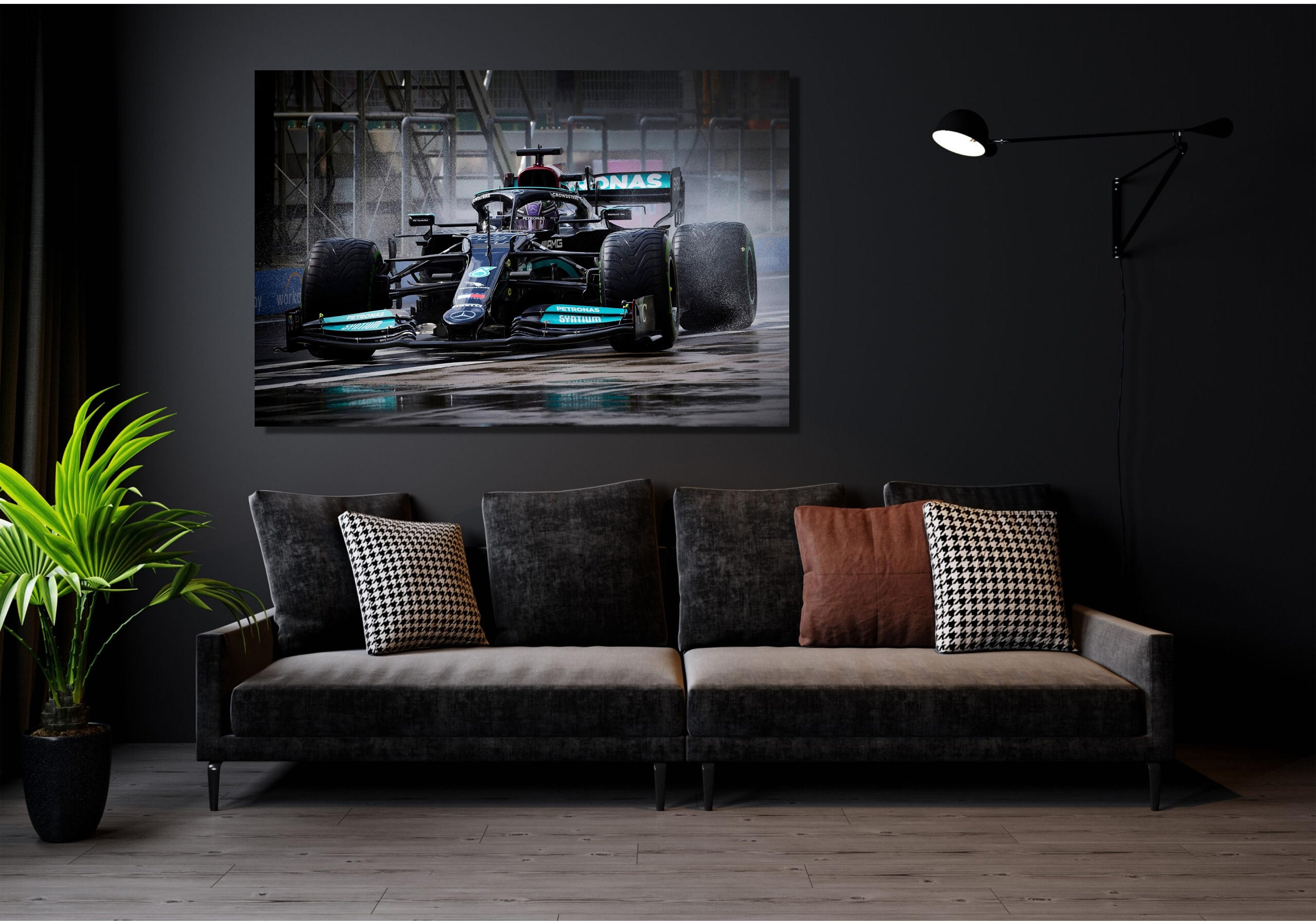 Lewis Hamilton Ready to Hang Canvas Wall Art Mercedes Car Race Win F1 ...