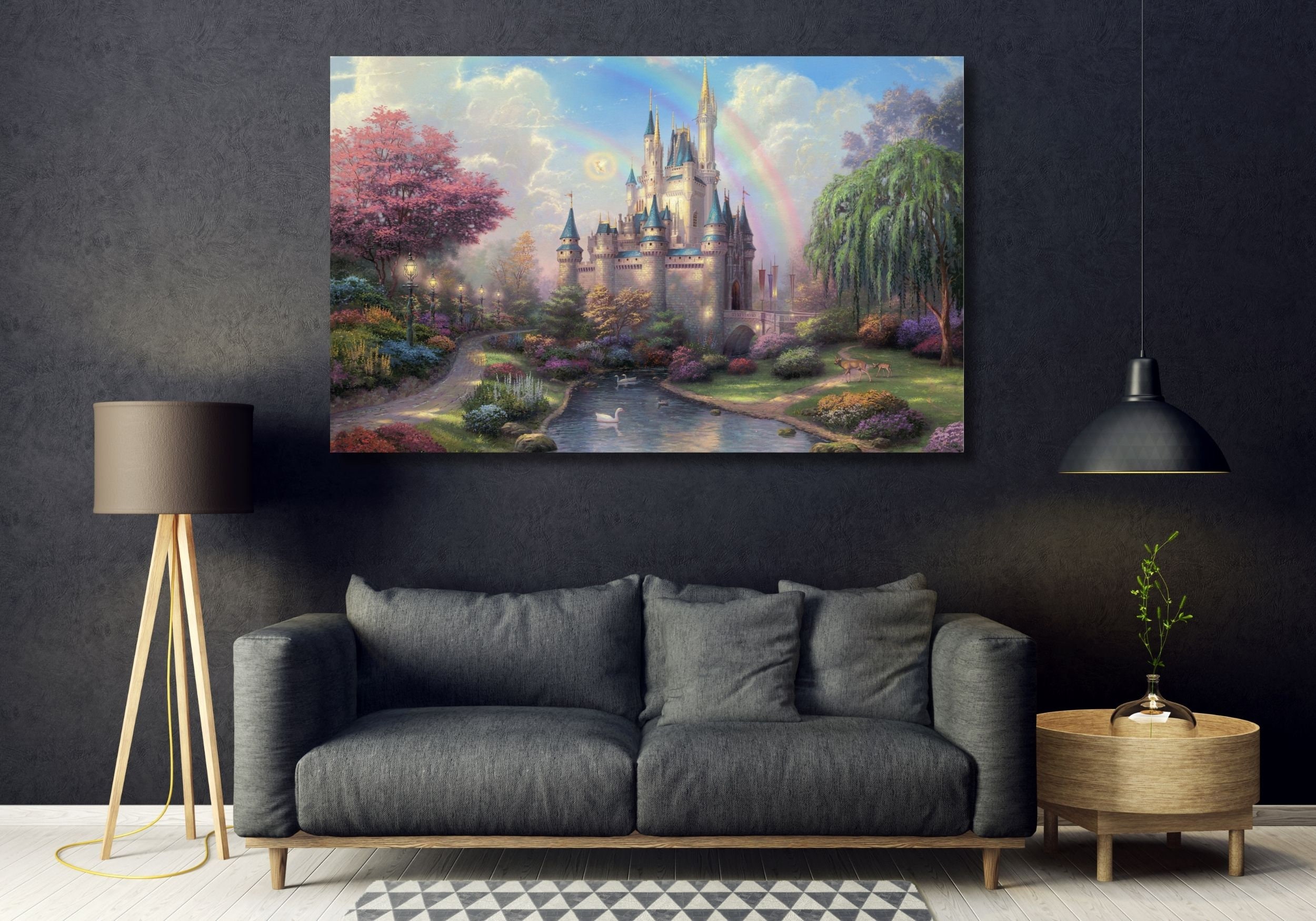 Cinderella Disney Castle Framed Canvas Wall Art,disney Castle Poster ...