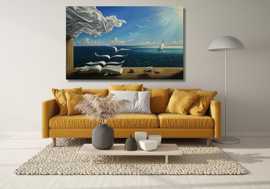 Salvador Dali - Book to Birds, Reproduction Canvas Home Decor, Dali ...