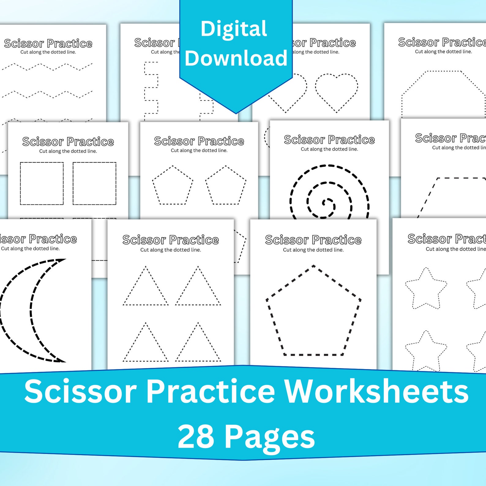 Printable Scissor Worksheets Scissor Practice for Preschool and ...