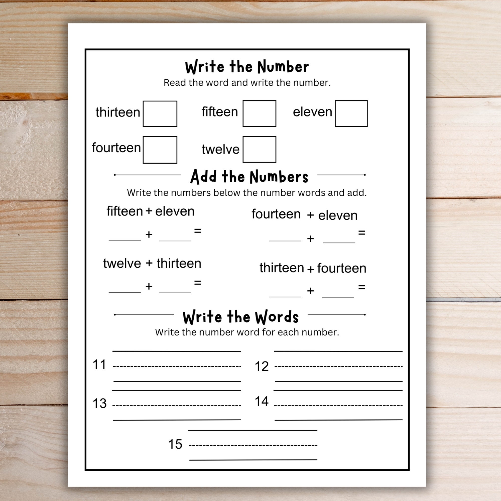 Printable Number Words Worksheets Number Sight Words for 1-25 Math ...
