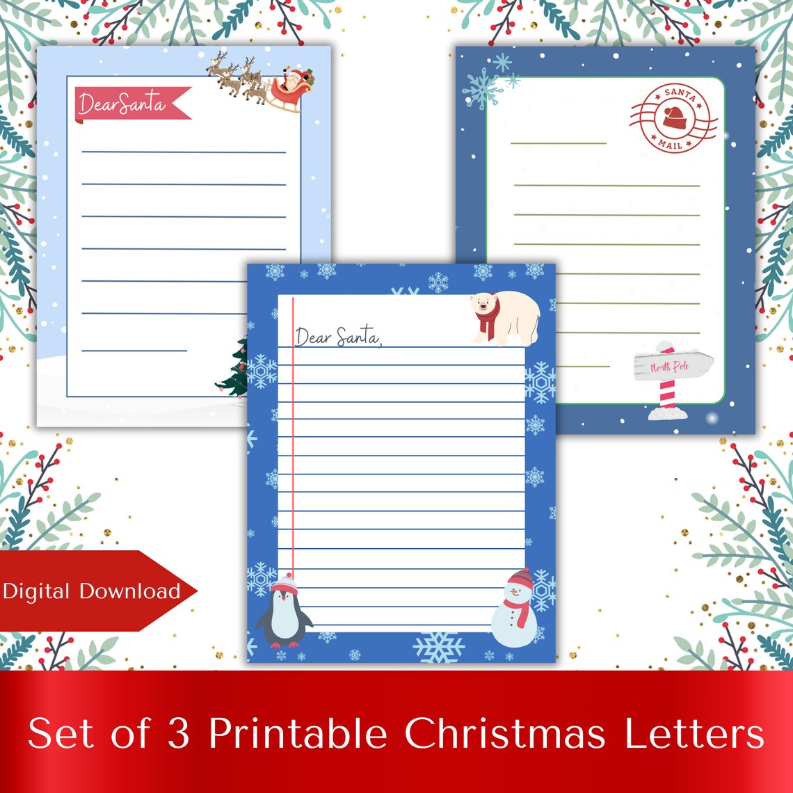 Printable Santa Letter Digital Download for Kids Christmas - Etsy