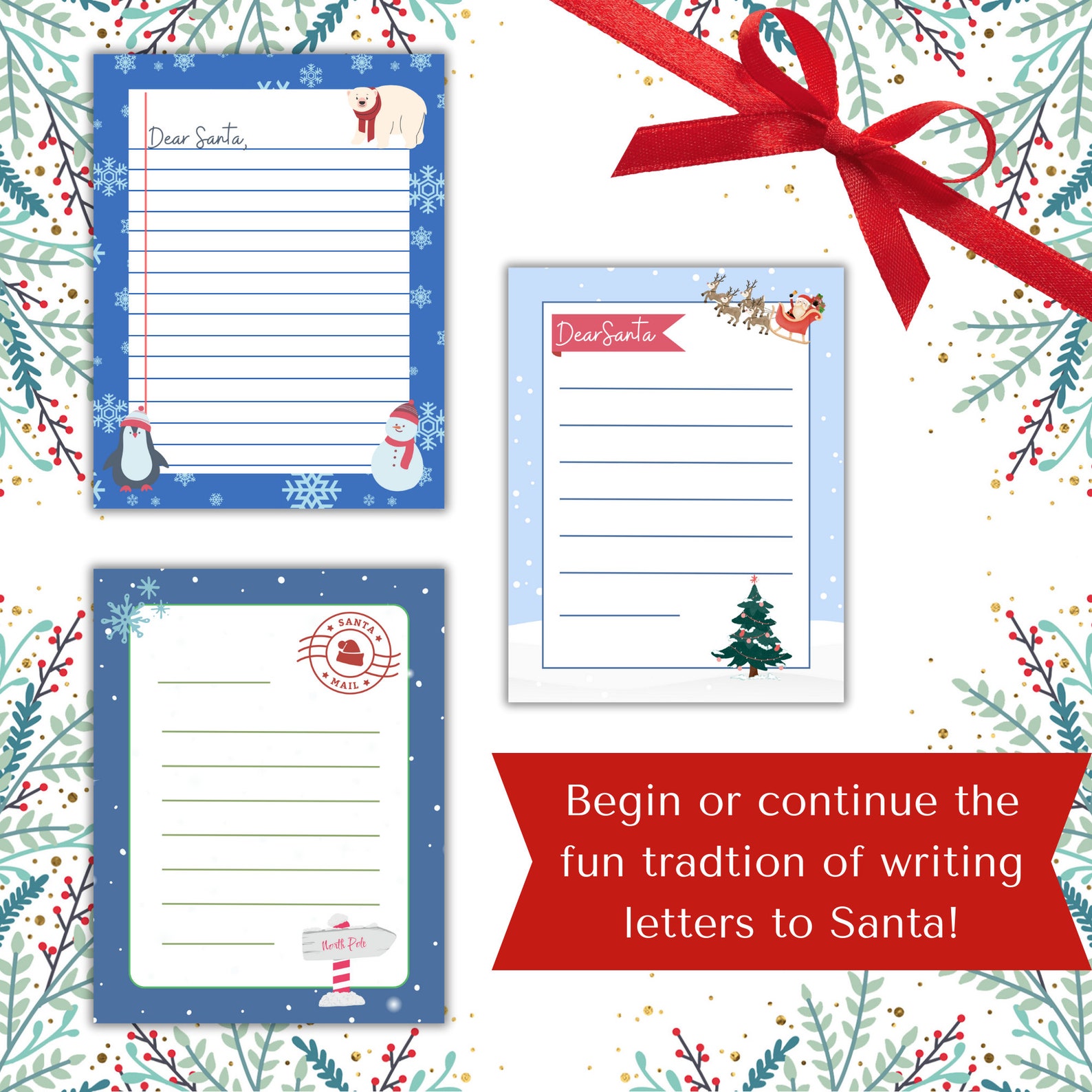 Printable Santa Letter Digital Download for Kids Christmas - Etsy