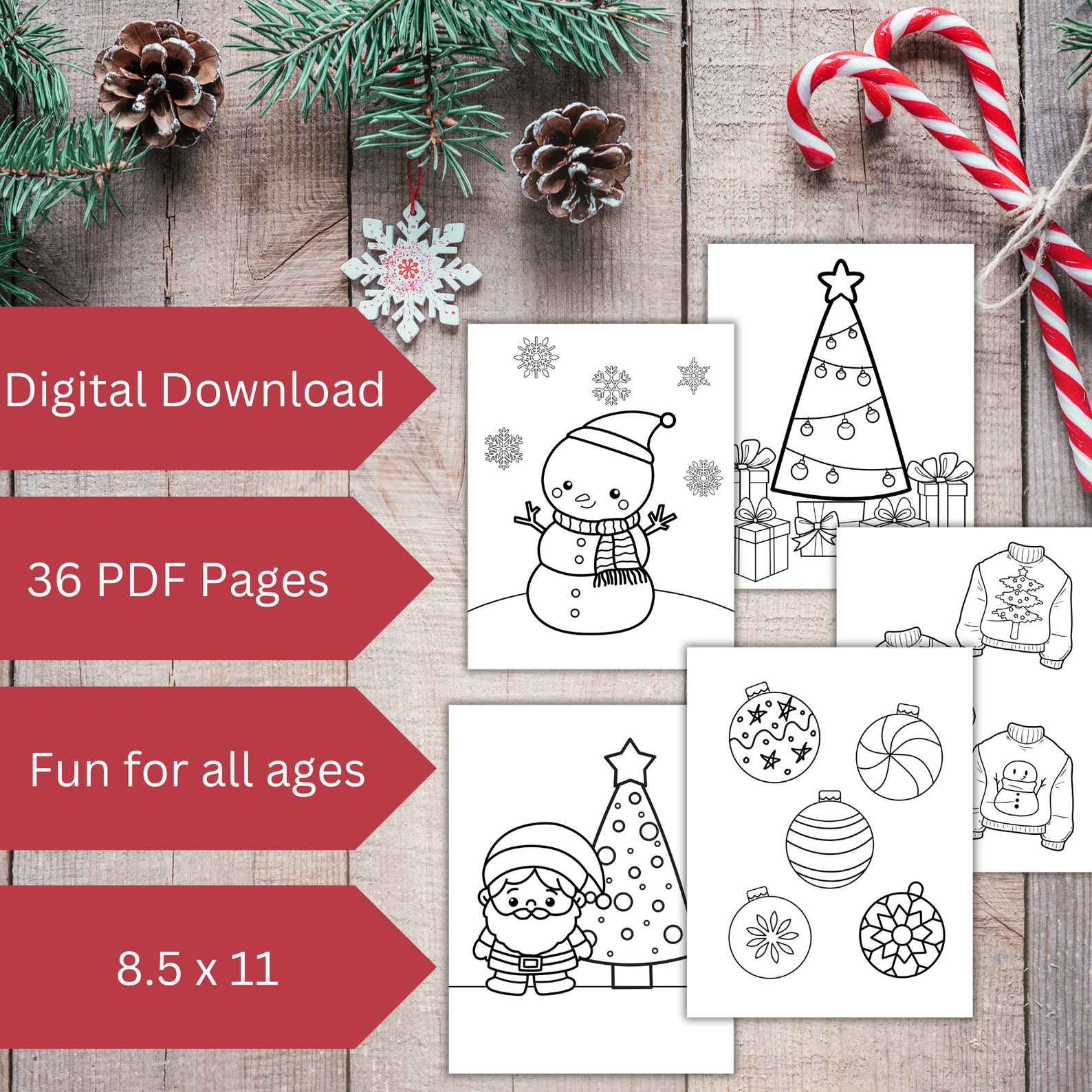 Printable Christmas Coloring Pages Holiday Activity for Kids Christmas ...