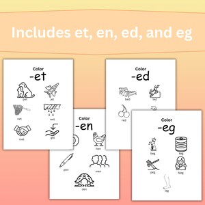 Printable Reading Worksheets CVC Short 'E' Word Family for Preschool ...